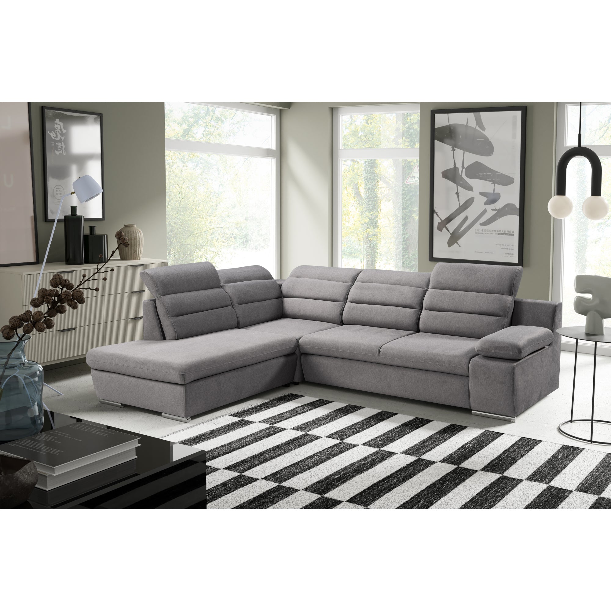 Rohová sedačka rozkládací Greco levý roh šedá | OKAY.cz