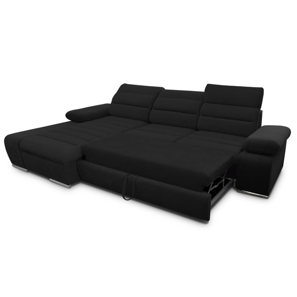 Rohová sedačka rozkládací Korfu levý roh černá | OKAY.cz