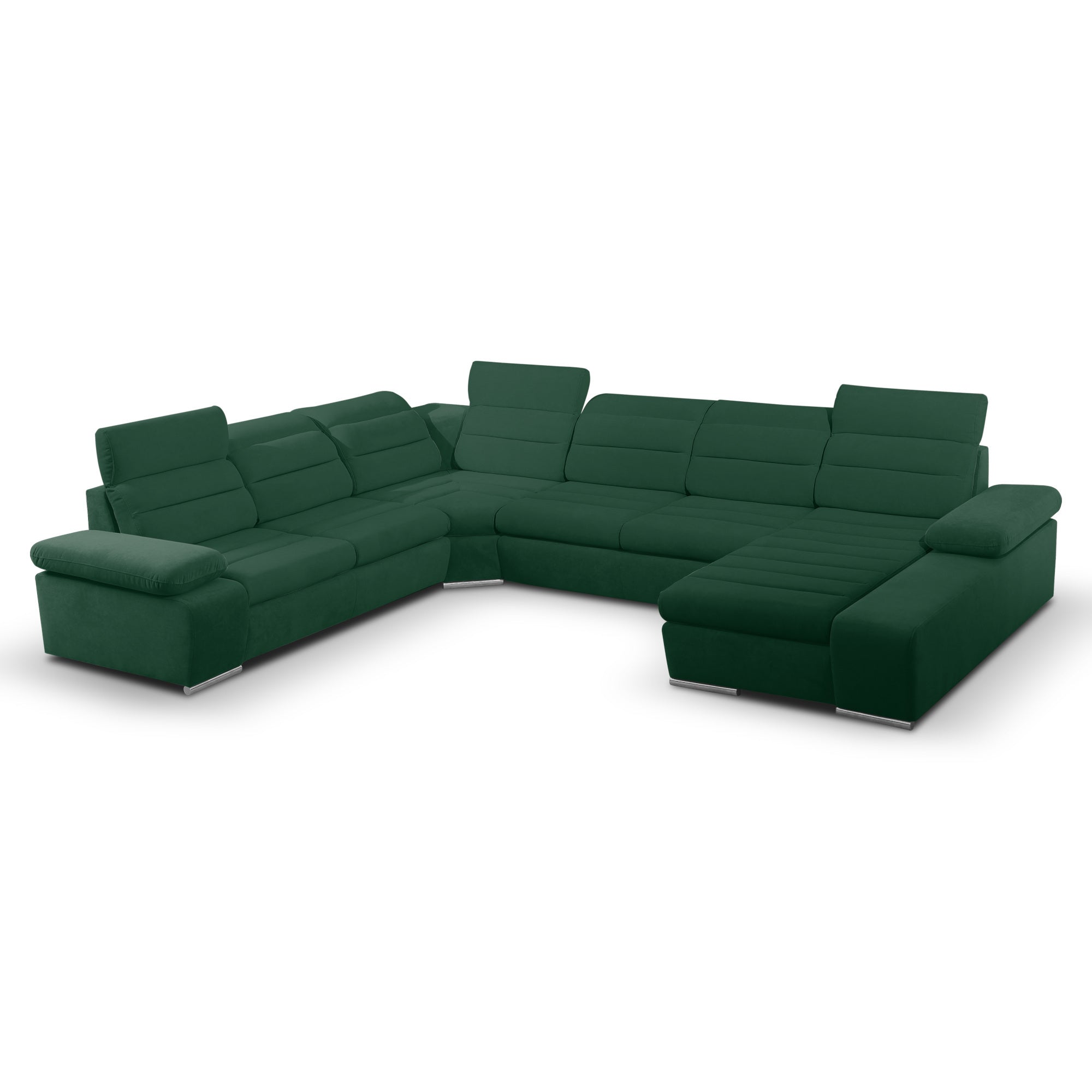 Sedací souprava do U rozkládací Korfu III pravý roh tmavě zelená | OKAY.cz