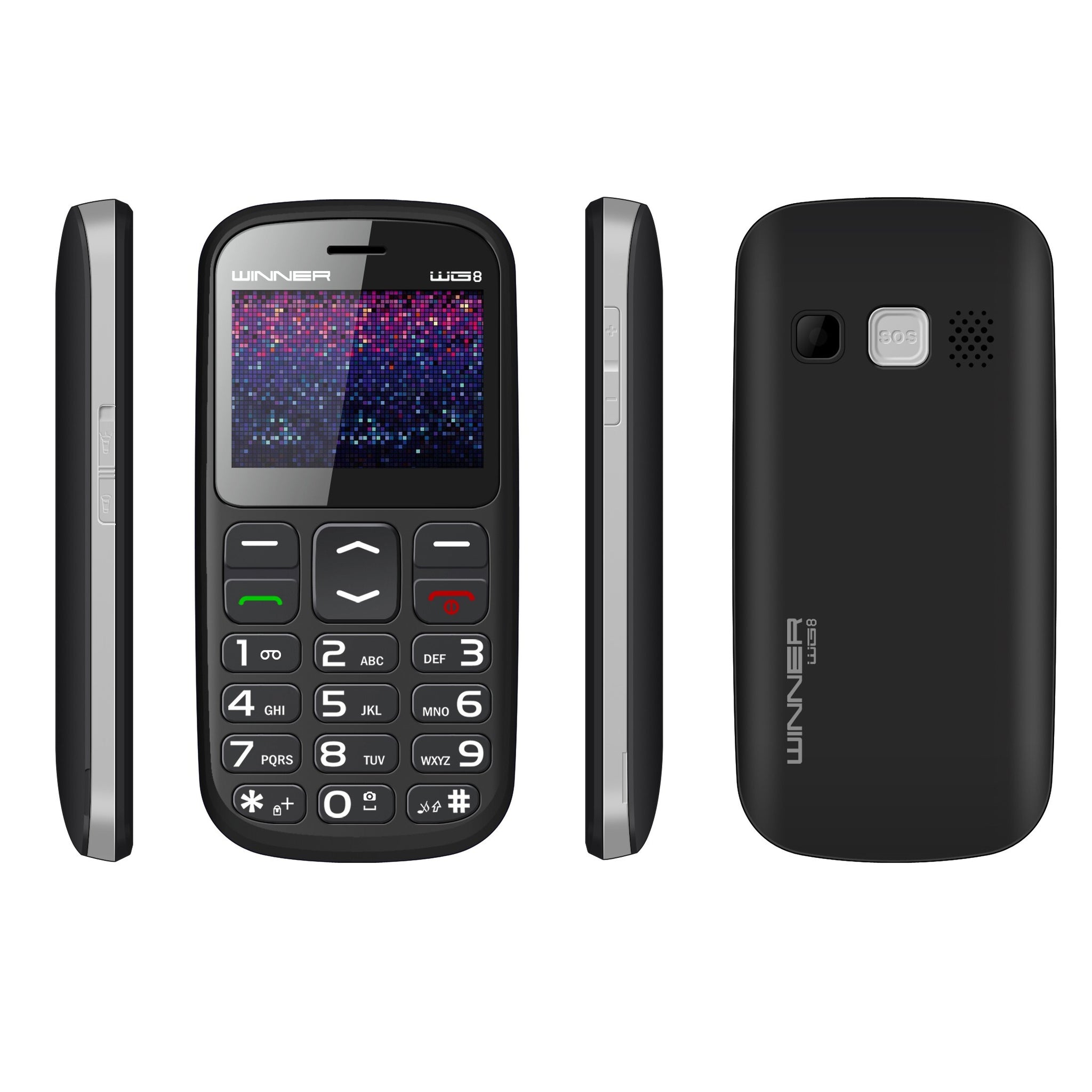 Tlačítkový telefon pro seniory Winner WG8, černá VYBALENO | OKAY.cz