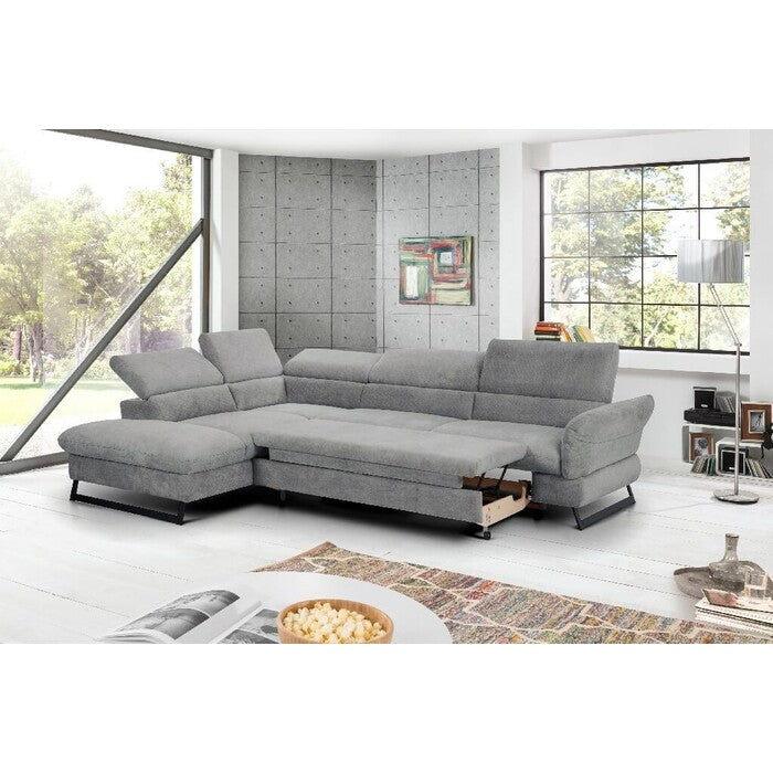 Rohová sedačka rozkládací Naples levý roh šedá | OKAY.cz