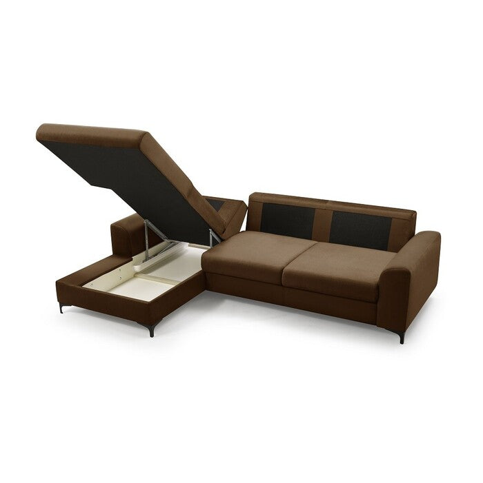 Rohová sedačka rozkládací Senja roh levý hnědá - PŘEBALENO | OKAY.cz